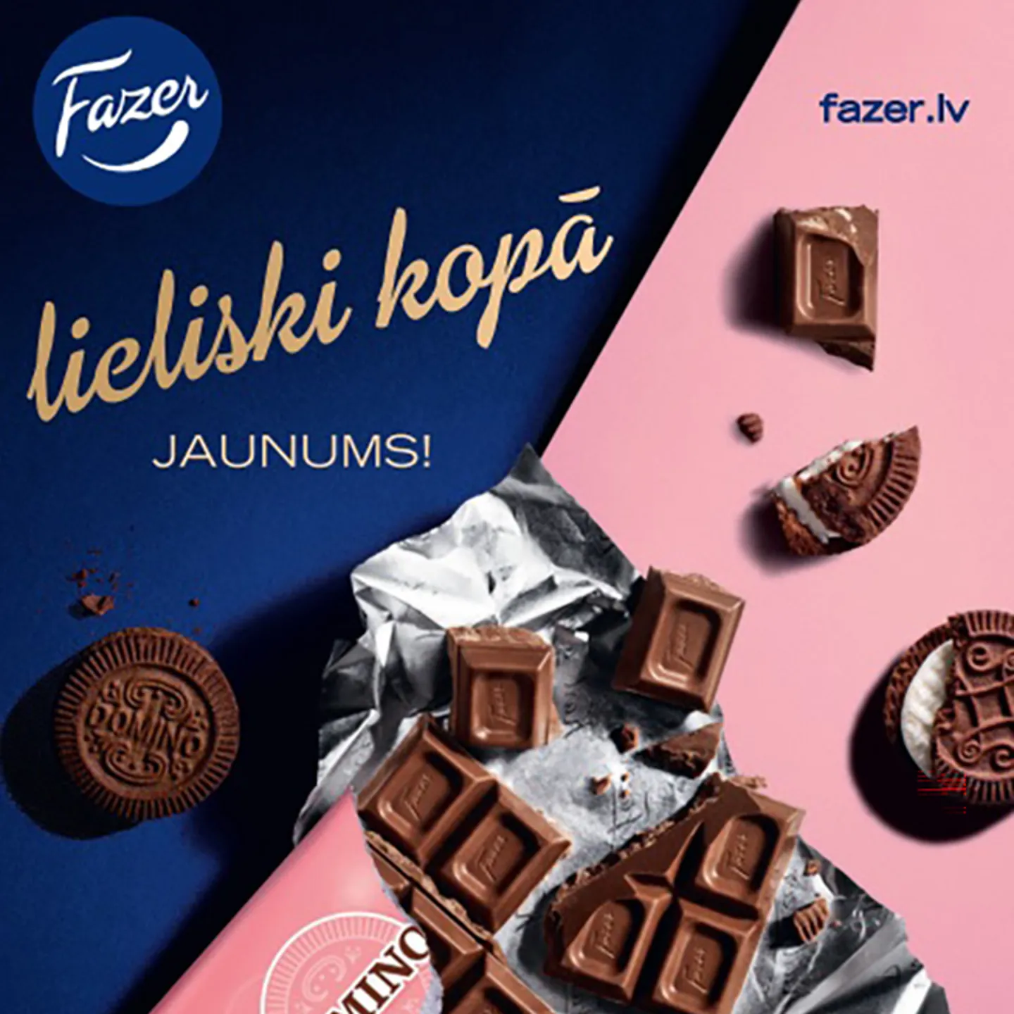 Jaunums no Karl Fazer piena šokolāde ar Domino cepumu garšu