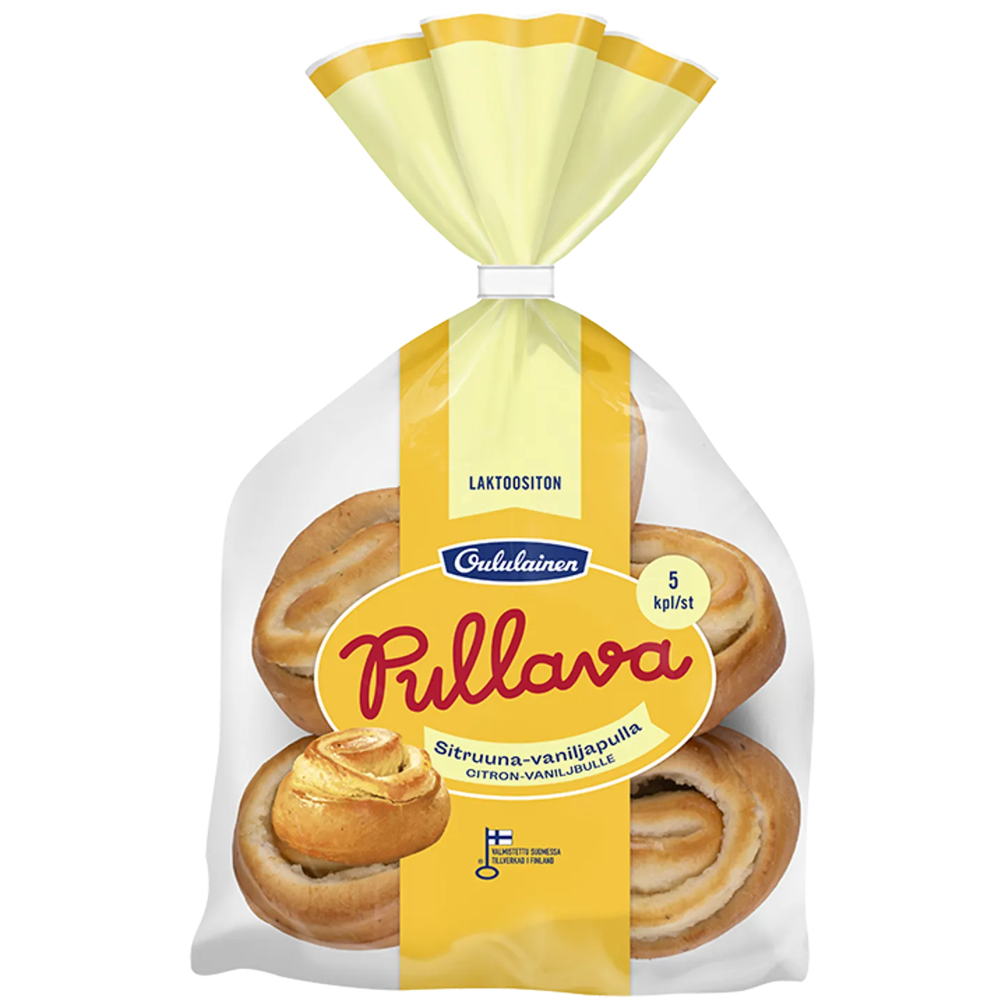 Oululainen Pullava Sitruuna-vaniljapulla 5kpl 275g - Fazer.fi