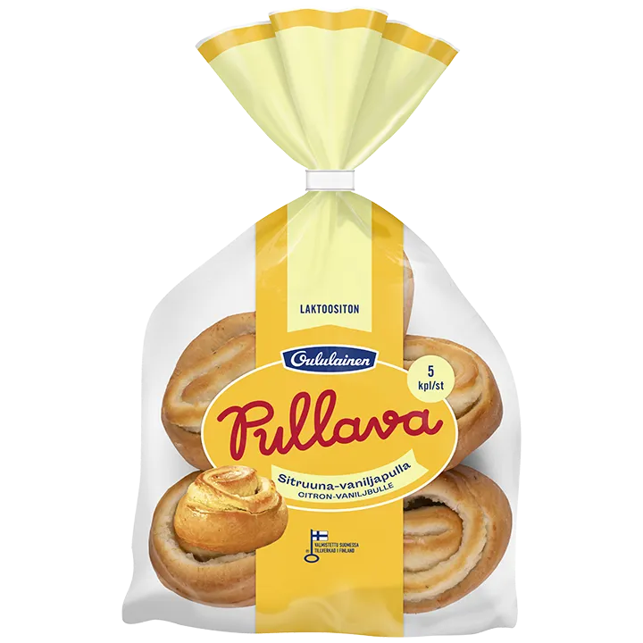 Oululainen Pullava Sitruuna-vaniljapulla 5kpl 275g - Fazer.fi
